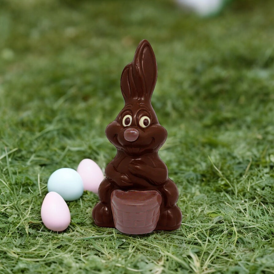 Decorated Dark Chocolate Bunny on a Basket - 125g – Master Chocolat